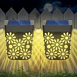 KagoLing Solar Fence Lights, Solar Deck Lights Outdoor Waterproof Step Lighting LED Garden Decorative for Patio, Front Door, Stair, Landscape, Yard and Driveway Path, 2 Pack