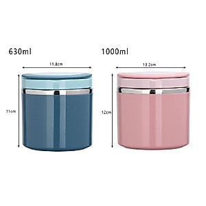 EliteZ Soup Bowls, Soup Containers with Lids, Portable Stainless Steel Breakfast Cup Soup Bowl Thermal Storage Container Sealed Bento Box with Handle (Blue 1000 ml)
