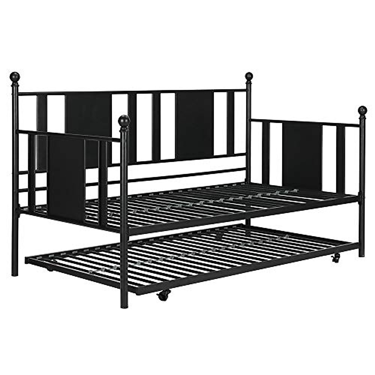 DHP Lavinia Metal Daybed with Trundle, Full Size Sofa Bed, Black