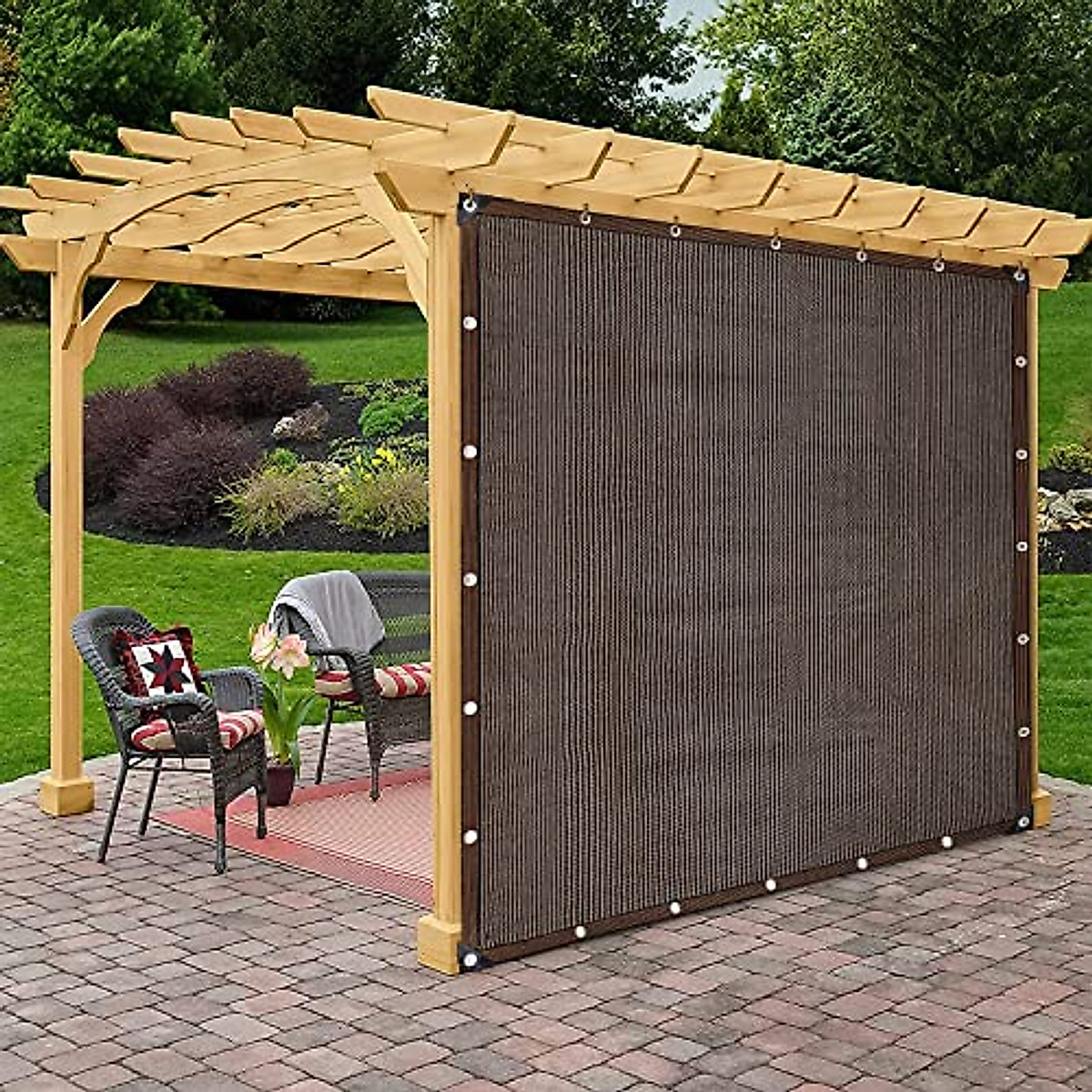 Abrotain Outdoor Shade Fabric Sun Shade Cloth 9'9"x9'9" Brown Privacy Screen Shade Sail Garden, Pergola, Deck, Canopy, Backyard Patio Sunshade