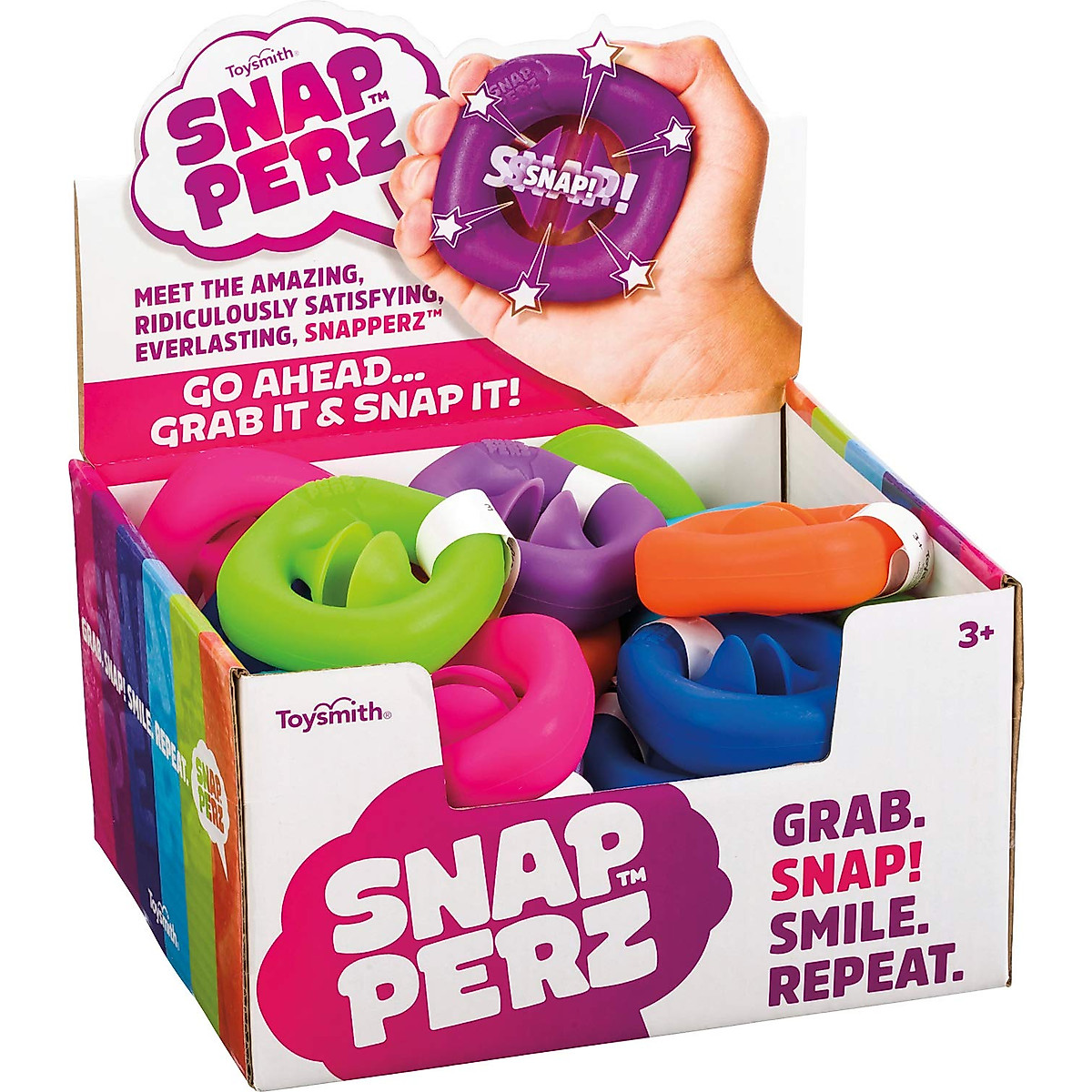 Toysmith Snapperz Fidget Toy, Grab, Snap, Sensory, Squeeze, Party Pop Popper Noise Maker Stress Relief