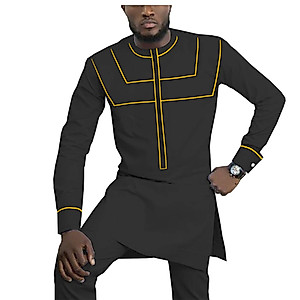 African Clothing for Men Dashiki Mens Outfits Shirts+ Ankara Pants Set Tracksuit Men Tribal Attire 12 10 L