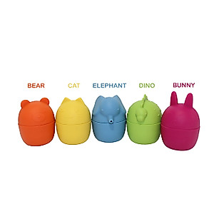 Silicone Bath Toys 5 Assorted Animals Yellow, Blue, Orange, Green, Magenta Appx. Size 2.83'' x 2.27''