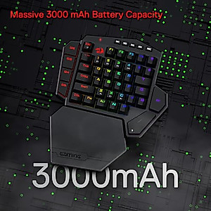 Redragon K585 PRO Wireless One-Handed Mechanical Keyboard, 42 Keys 3-Mode RGB 40% Gaming Keypad w/ 7 Onboard Macro Keys, Detachable Wrist Support, Rechargeable Battery (Blue Switch)