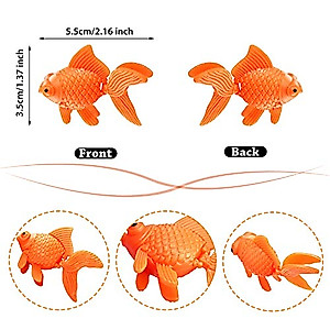 Sumind 15 Pieces Artificial Aquarium Fishes Plastic Fish Realistic Artificial Moving Floating Orange Goldfish Fake Fish Ornament Decorations for Aquarium Fish Tank