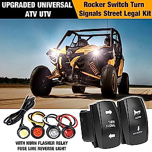 Loud UTV Horn Kit,RZR Horn Kit with Turn Signal Rocker Switch 12V for Polaris RZR Ranger, PRO XP, Can Am, Up to 2021+