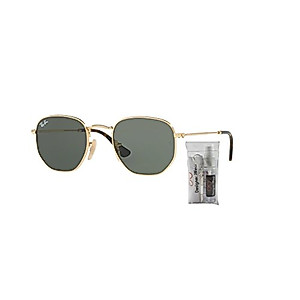 Ray-Ban RB3548N HEXAGONAL 001 51M Gold/Green Sunglasses For Men For Women (MEDIUM)+ BUNDLE with Designer iWear Eyewear Kit