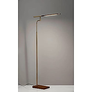 Adesso Home 3047-15 Transitional LED Floor Lamp from Barrett Collection, 18.00 inches, Walnut Finished Ash Wood W. Antique Brass Accents