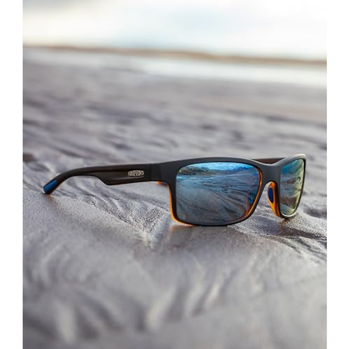 Revo Sunglasses Crawler: Polarized Lens with Performance Rectangle Wrap Frame, Matte Black Tortoise Frame with Blue Water Lens