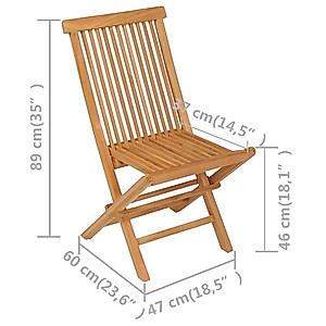 vidaXL Folding Patio Chairs Set of 4, Outdoor Wooden Seats for Garden Dining Capming Beach Deck, Stable Structure Easy to Store, Solid Teak Wood