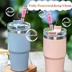 4Pcs Straw Cover for Stanley Cup&Simple Modern 40 oz Trek Tumbler,Mix Straw Tip Covers, Dust-Proof Straw Cap Toppers, Reusable Silicone Soft Protector Cover for 0.4 inch/10mm Straws