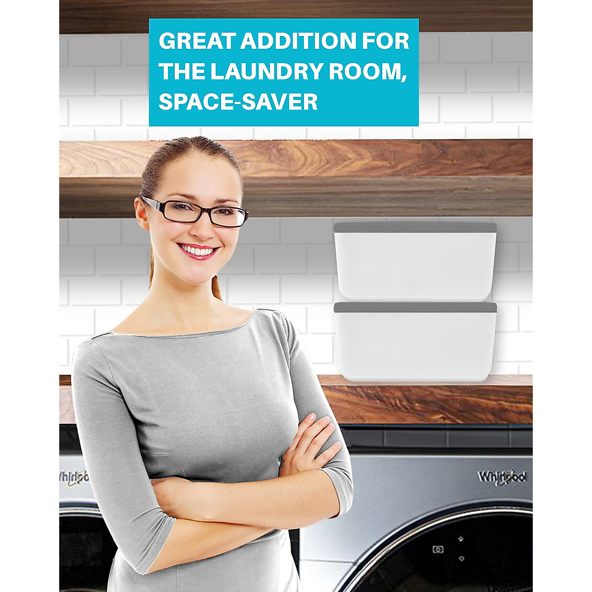 Skywin Laundry Pod Slide Lid Container - Laundry Room Storage for Detergent Pods, Great for Dishwasher Pods