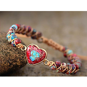 ZOSOJONA Women Handmade Boho Wrap Bracelets Natural Stone Variety Beaded Strand Bracelet