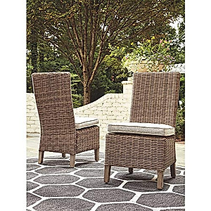 Signature Design by Ashley Beachcroft Outdoor Wicker Dining Chair Set, 2 Count, Beige