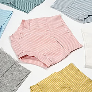 Baby Boys Girls 3 Pack High Waisted Bloomer Cotton Stripe Pure Bummies Shorts (3-6 Months, Pink/White/Yellow)