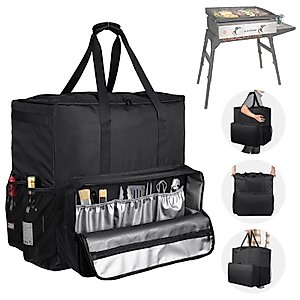 22 Inch Griddle Carry Bag for Blackstone, with 600D Oxford Cloth & Oil-Proof Liner, Heavy Duty Portable Grill Storage Bag for Tabletop Griddle with Hood Lid & Stand, Outdoor Griddle Case (Bag ONLY)