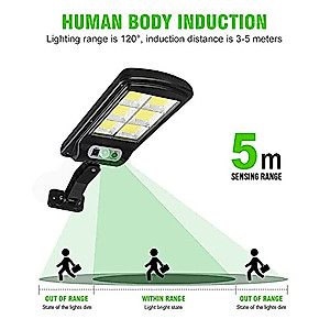 AKSPET Lights 1pack LED COB Solar Light IP65 Waterproof PIR Motion Sensor Remote Control Garden Outdoor Lighting Solar Street Lamp with Lamp Pole Household Bulbs (Color : Style 2)