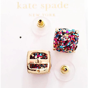 Kate Spade New York Mini Small Square Studs Earrings Multi Glitter One Size