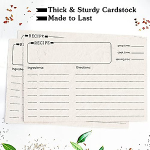 LotFancy Recipe Cards, 4x6 Inch, 60 Count, Double Sided, Blank Recipe Cardstock, Vintage Recipe Index Cards