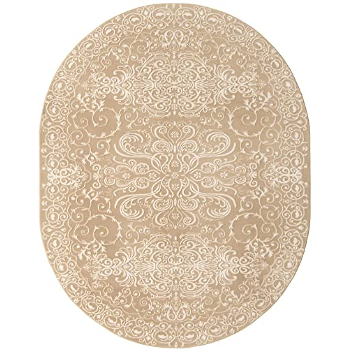 Unique Loom Rushmore Collection Area Rug - Adams (7' 10" x 10' Oval, Beige/Ivory)