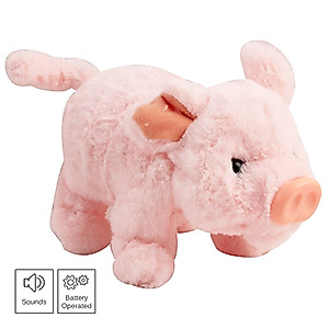 Vokodo Playful Piggy Walks Makes Sounds Wiggles Nose and Wags Tail Interactive Pig Kids Soft Cuddly Electronic Pet Battery Operated Animal Toys Great Gift for Preschool Children Boys Girls Toddlers