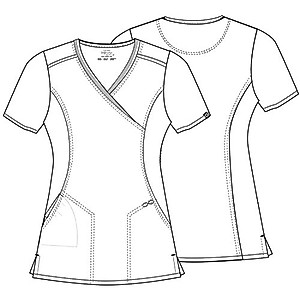 Cherokee Infinity Women Scrubs Top Mock Wrap CK608, XL, Artistic Blooms