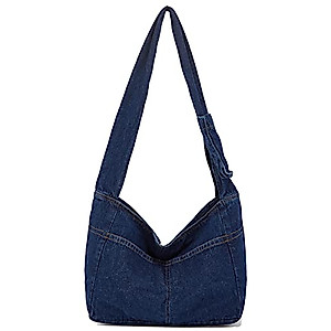 Denim Shoulder Bag for Women Hobo Tote Bag Casual Canvas Bag Retro Crossbody Bag Large Capacity Purse