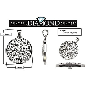 Central Diamond Center Shema Full Prayer Pendant Necklace, Solid .925 Sterling Silver & Platinum Plated