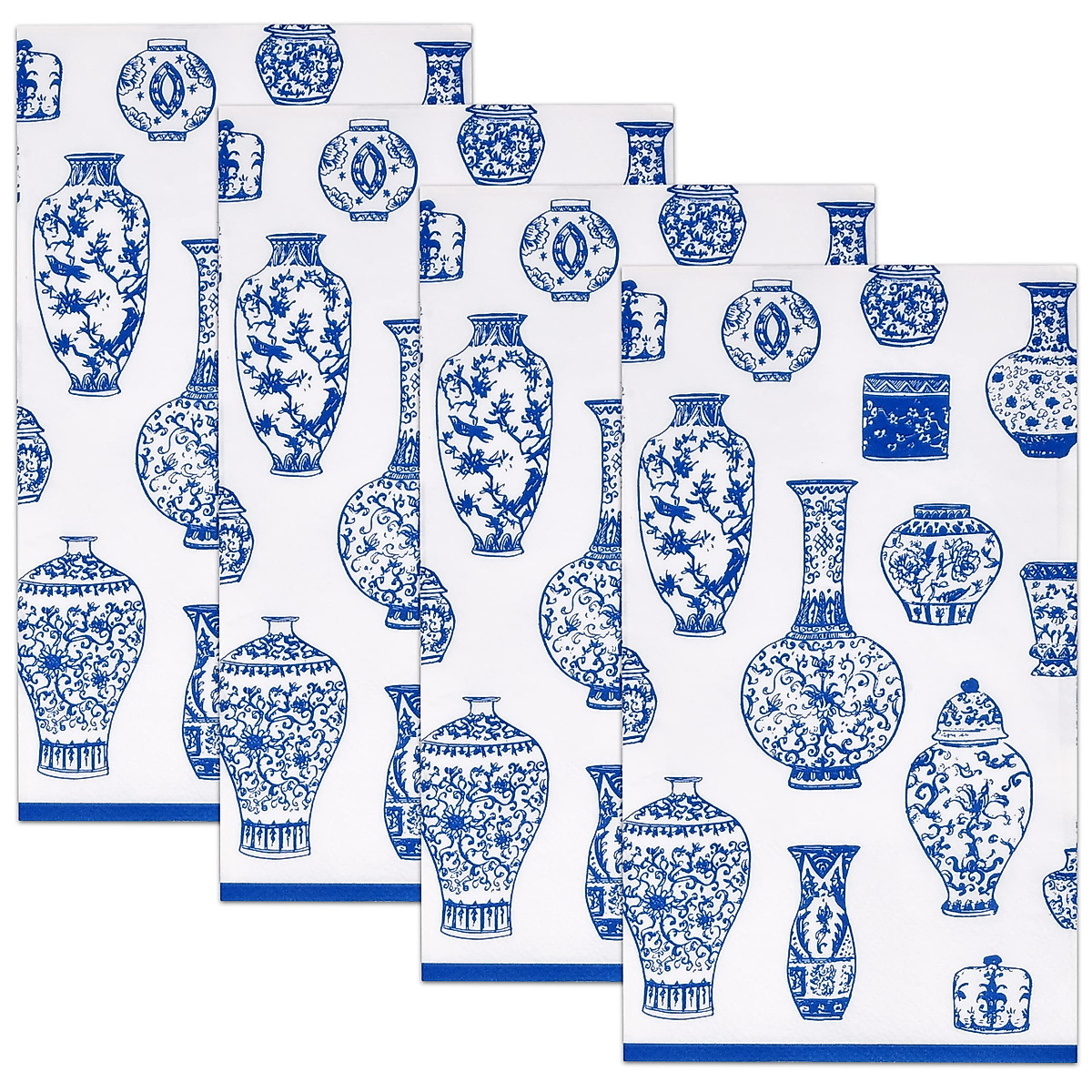 Gift Boutique 100 Blue Floral Vase Guest Napkins Decorative Hand Towels 3 Ply Disposable Paper Blue & White Vases & Urns Napkin for Bathroom Holiday Wedding Bridal Shower Birthday Dinner Party Towel