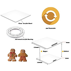 Cookie Turntable， 7" Clear Cookie Decorating Turntable with Clear Top, Acrylic Bearing Base and Non-Slip Mat Cookie Turntable, Helps Icing Cookies Faster & Better (Suqare)