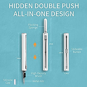HERK Airpod Cleaner Kit, 3 in 1 Bluetooth Earbuds Cleaning Kit for AirPod/AirPod Pro, Multifunctional pen with Sponge, Brush, Metal Tip Wireless Earphones Case, Camera and Mobile Phone, White