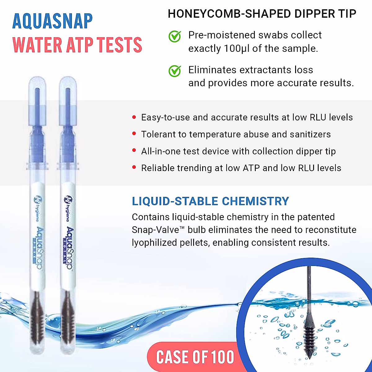 Hygiena Bio Shield Tech Aquasnap Free ATP Test Devices - AQ-100FX, Water ATP Testing Kits for Free ATP, Water Cooling Towers, Used Luminometers (100 Per Box)