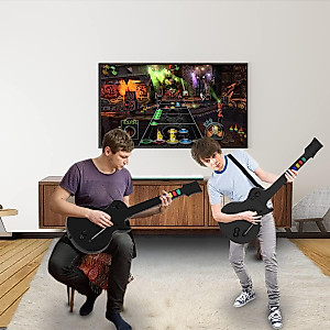 NBCP PC Guitar Hero Controller, Wireless PS3 Guitar Hero with Dongle for PC,Playstation 3 Guitar Hero Rock Band Would Tour Clone Hero Games - Black