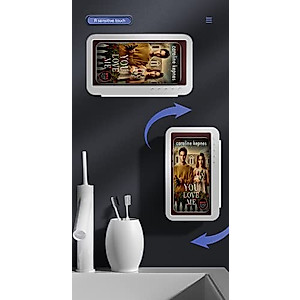 Profitsrollin Waterproof Shower Phone Holder,360° Rotation Shower Phone Case, Anti-Fog High Sensitivity Cover Mount Box for Bathroom Wall Mirror Bathtub Kitchen, Universal Phones Under 7 inch (White)