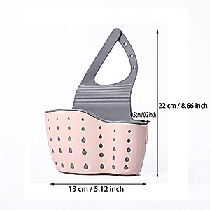 MOTZU Kitchen Sink Shelf Hanging Sponge Drainboard Storage Baskets,Adjustable Snap Sink Faucet Housing Cradle Kitchen Shelving Rack Drain Sponges（Beige）