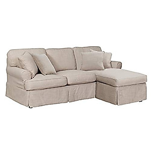 Sunset Trading Horizon Slipcover and Sleeper Sofa, 36” H x 65” D x 85” W, Linen