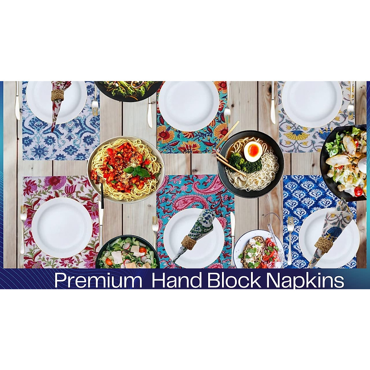 Beautiful Indian Hand Block Print Floral Design Cloth Napkins Set of 12 Cotton Dinner Napkins Washable & Reusable Table Linens 16x16 Inch Home Holiday Napkins Cloth DéCor
