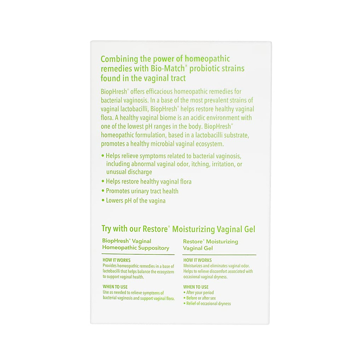 Good Clean Love BiopHresh Vaginal Homeopathic Suppository, Bacterial Vaginosis Treatment for Women, Relieves Itching & Irritation, Promotes Urinary Tract Health, 10 Capsules