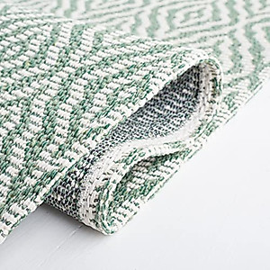 MARTHA STEWART Collection by SAFAVIEH 4' x 6' Green/Ivory MSR484Y Contemporary Geometric Cotton Area Rug