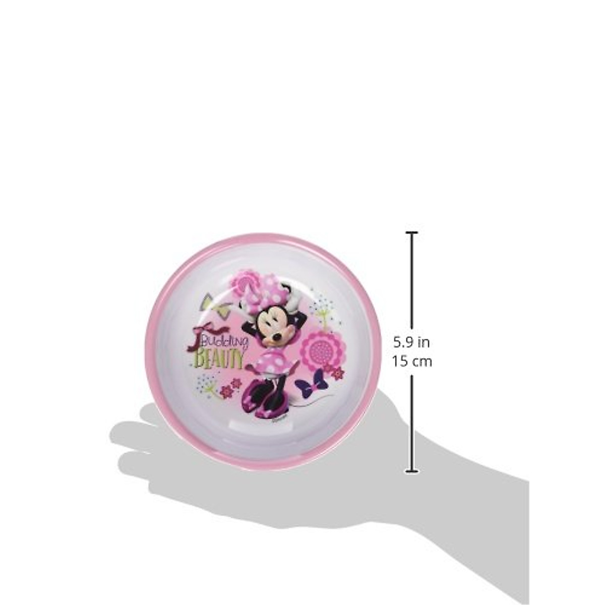 Zak Designs Bowtique Mel Bowl W-Rim, Melamine, Disney Minnie Mouse