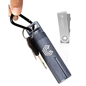 CryptoPod Ledger Nano Case - Fits Nano S/X/S Plus & Yubikey - Aluminum Alloy, Fire Resistant & Waterproof - Protective Cold Wallet Storage for Cryptocurrency - USB Thumb Drive Device Storage (Silver)