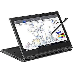 Lenovo 300e 11.6" 2-in-1 Touchscreen (4-Core Intel Celeron N4120, 4GB RAM, 128GB SSD, Active Stylus Pen, Webcam) Ruggedized & Water Resistant Flip Convertible Laptop, Type-C, Wi-Fi, Win 10 Pro