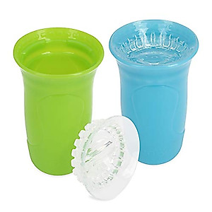 Nuby No Spill Edge 360 10 oz Cup with Silicone Rim, 2 Pack