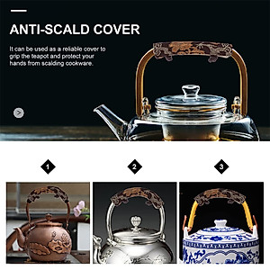 VOSAREA 2pcs Teapot Handle Covers Hot Handle Cover Holder Sleeve for Cast Iron Skillet Pot Pan Tea Kettle Handle Covers