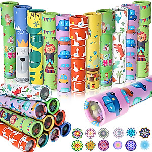 24 Pcs Classic Kaleidoscopes Educational Toys Return Gifts Paper Tumble Tube Prism Lens Old Fashioned Vintage Toys Party Favor Valentines Gift for Kids Stock Stuffer, Random Style (Vivid Style)