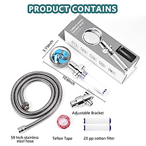 High Pressure Shower Head, Handheld ShowerHead, 360° Rotating Vortex Shower Head with Upgrade Switch Button,Detachable Shower Heads with 59" Stainless Hose, 2 Filters, Shower Head Holder