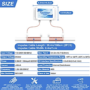 JOBYNA Electronic Water Descaler System, Alternative Chemical and Salt Free Water Softener Systems Whole House, Prevents Scale Build-up in Pipe, 3 Installation Methods, Works with All Pipes