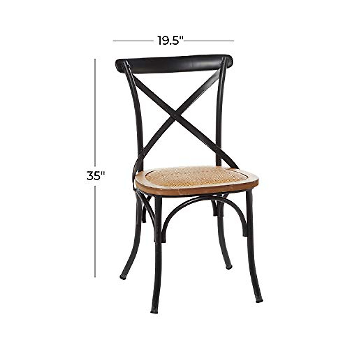Deco 79 Metal Dining Chair with Brown Wood Seat, Set of 2 20"W, 35"H, Black