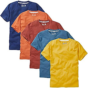 Charles Wilson Men's 5 Pack Midweight Crew Neck T-Shirt (Medium, Orange Sunset)