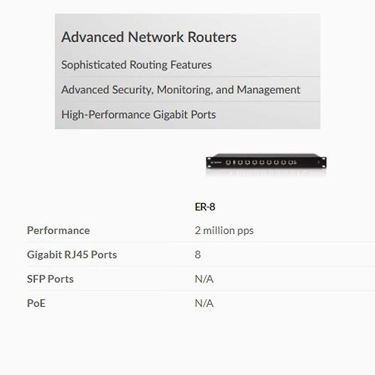 EdgeRouter 8 ER-8 8-Port Router Gigabit Advanced Network 2 Million pps